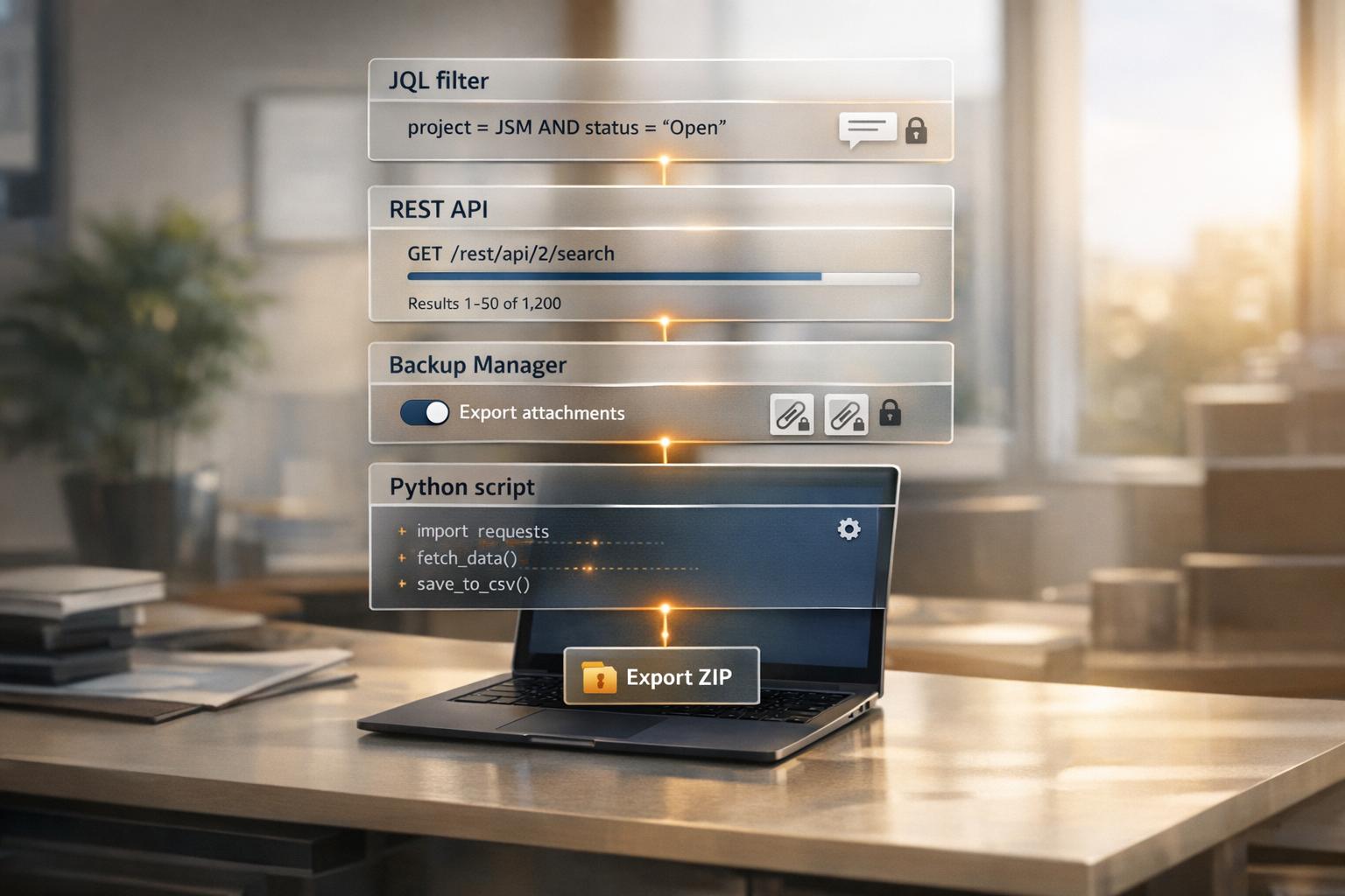 How do you export JSM requests, comments, and attachments (step-by-step)?